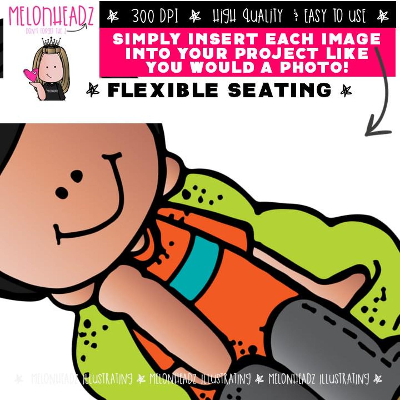 Flexible Seating Clip Art, Classroom, Bean Bag COLORED Version - Etsy