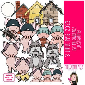 3 Little Pigs Clip Art 2022 Literature Clip Art Fairy Tale Clip Art ...