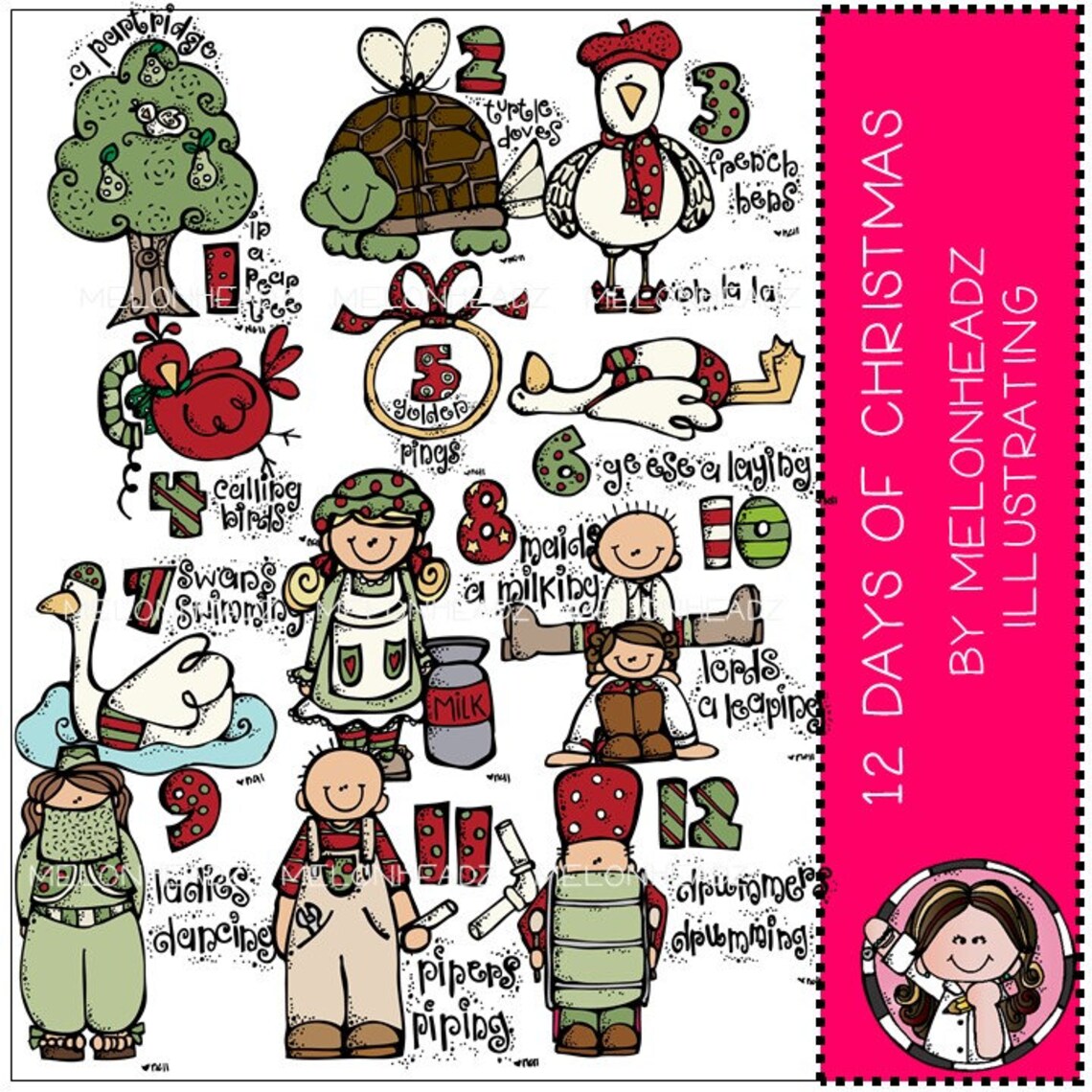 12 Days of Christmas Clip Art COMBO PACK - Etsy