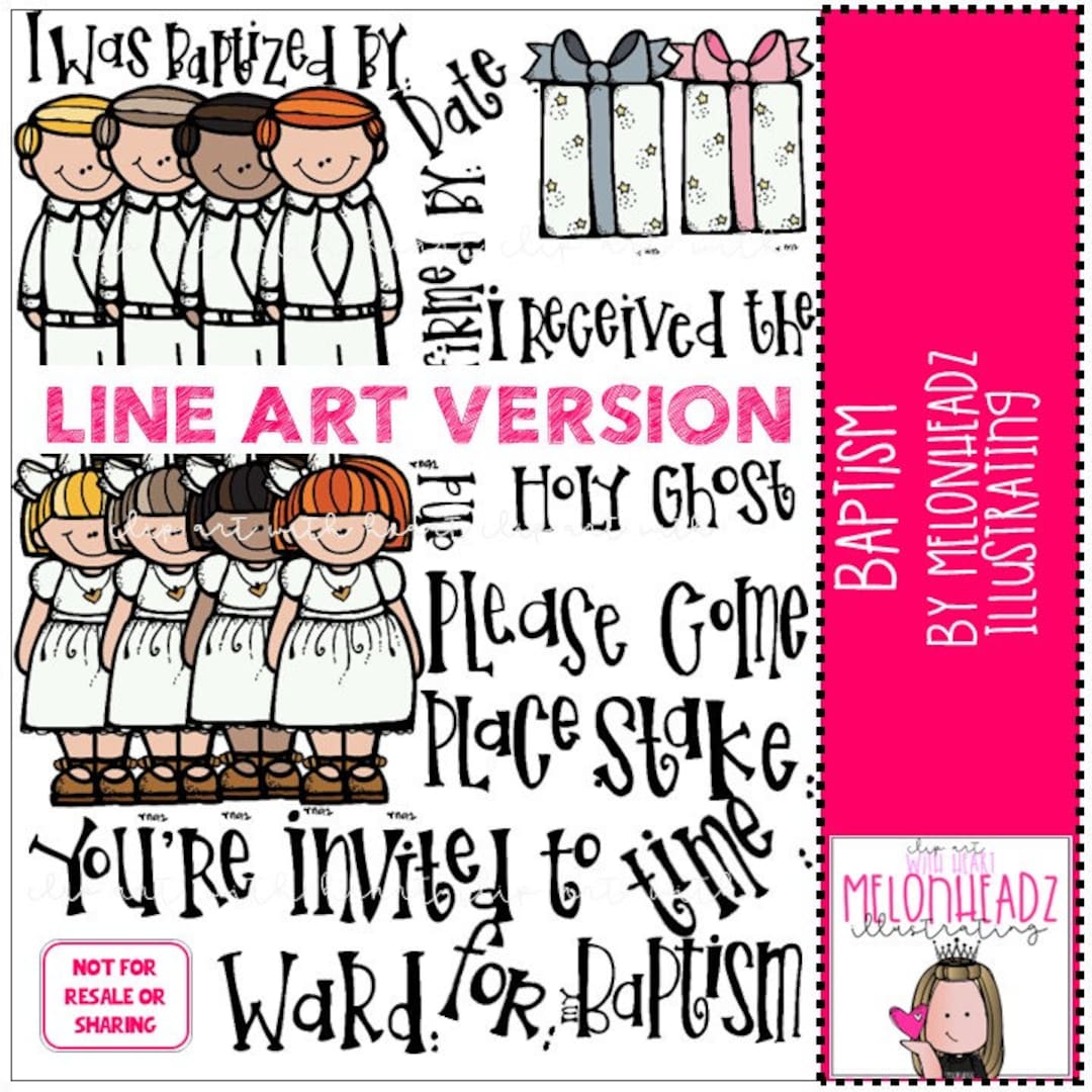 Baptism Clip Art LINE ART LDS - Etsy