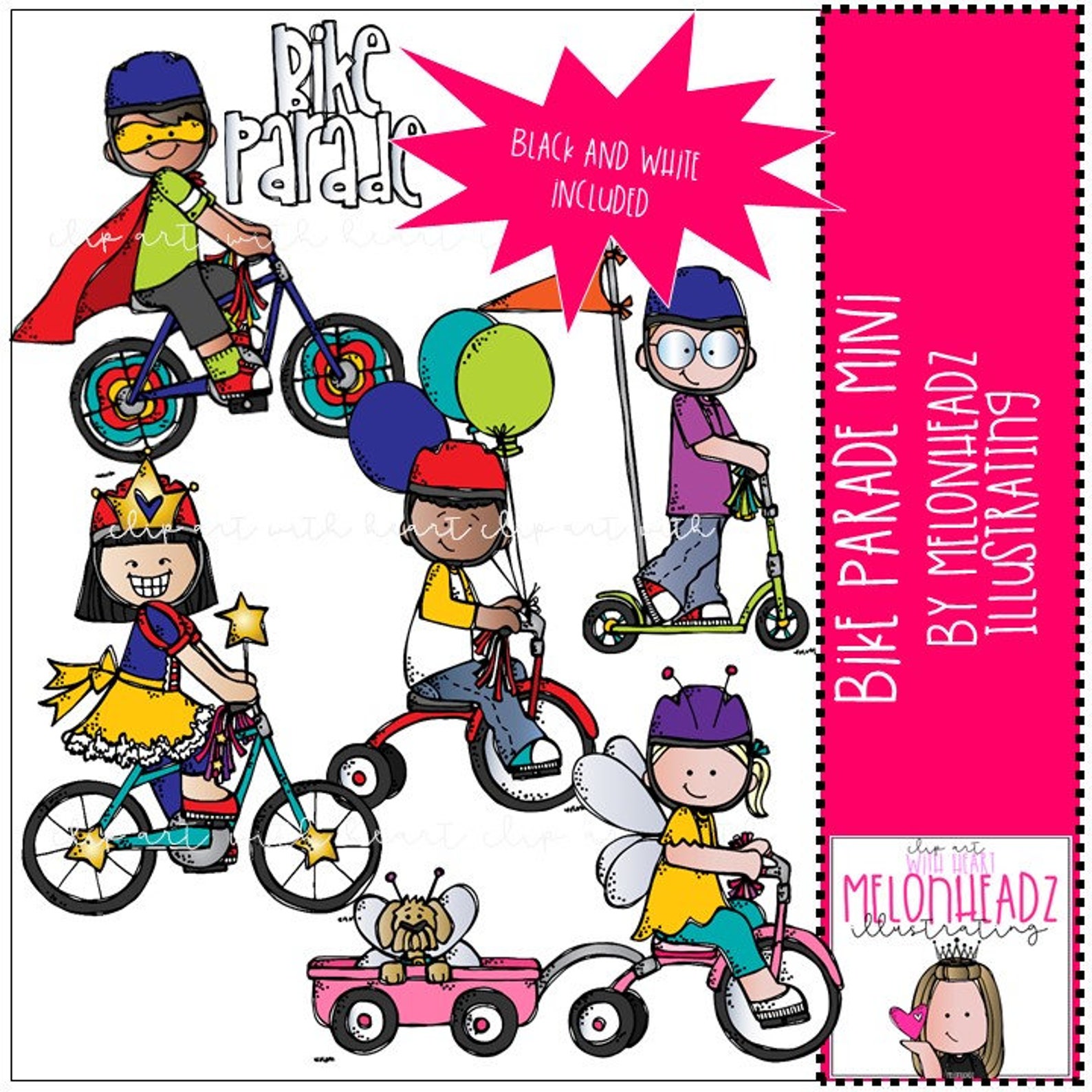 Bike Parade Clip Art Mini | Etsy