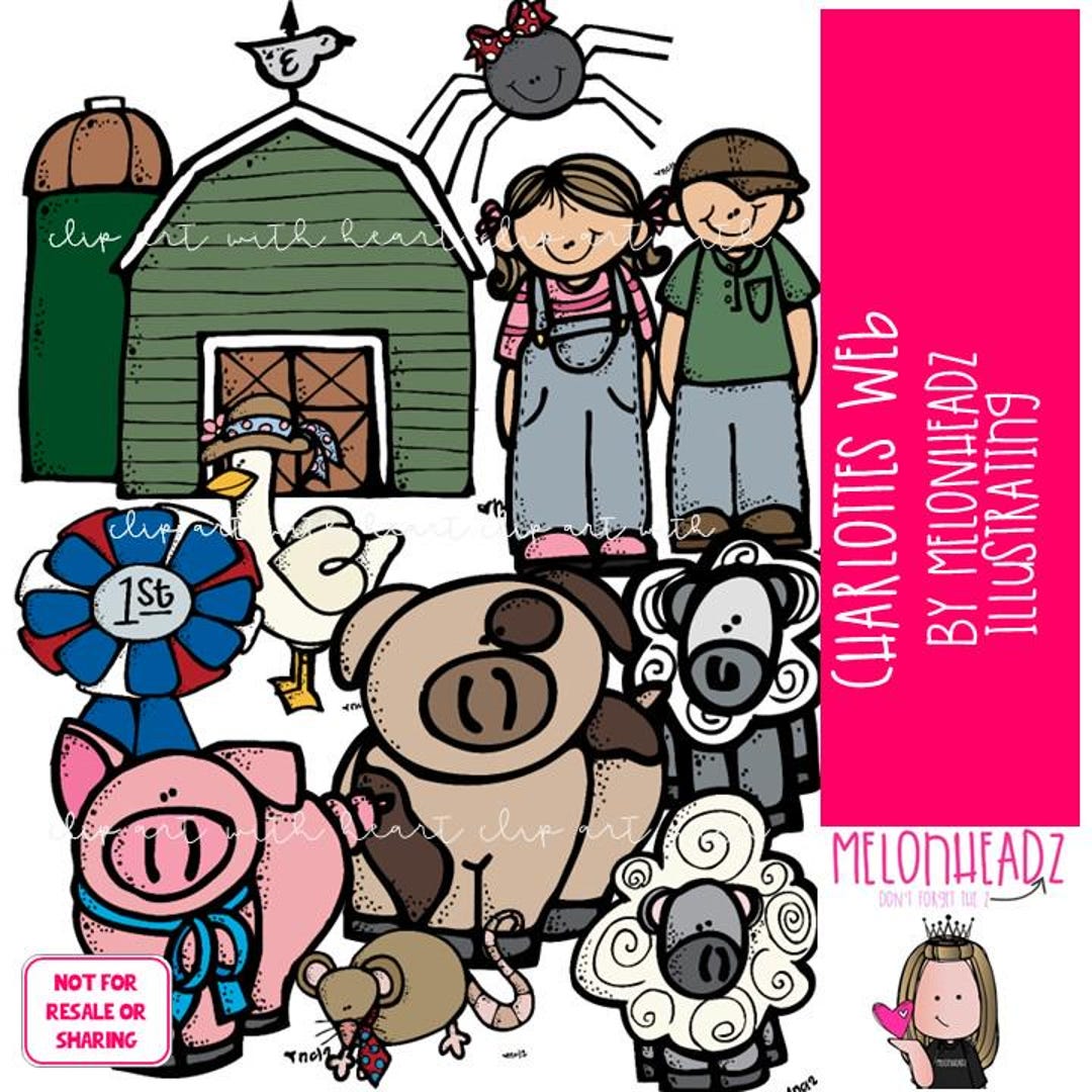 Charlotte's Web Clip Art, Book Companion, Literature COLORED Version - Etsy