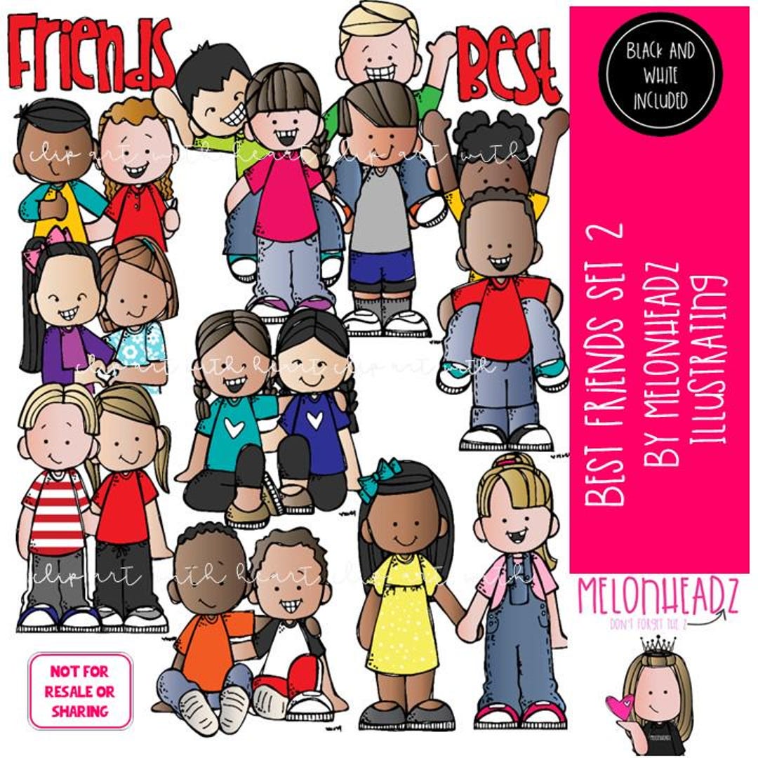 Best Friends Clip Art Set 2, Kids Clip Art, Buddies Clip Art Digi ...