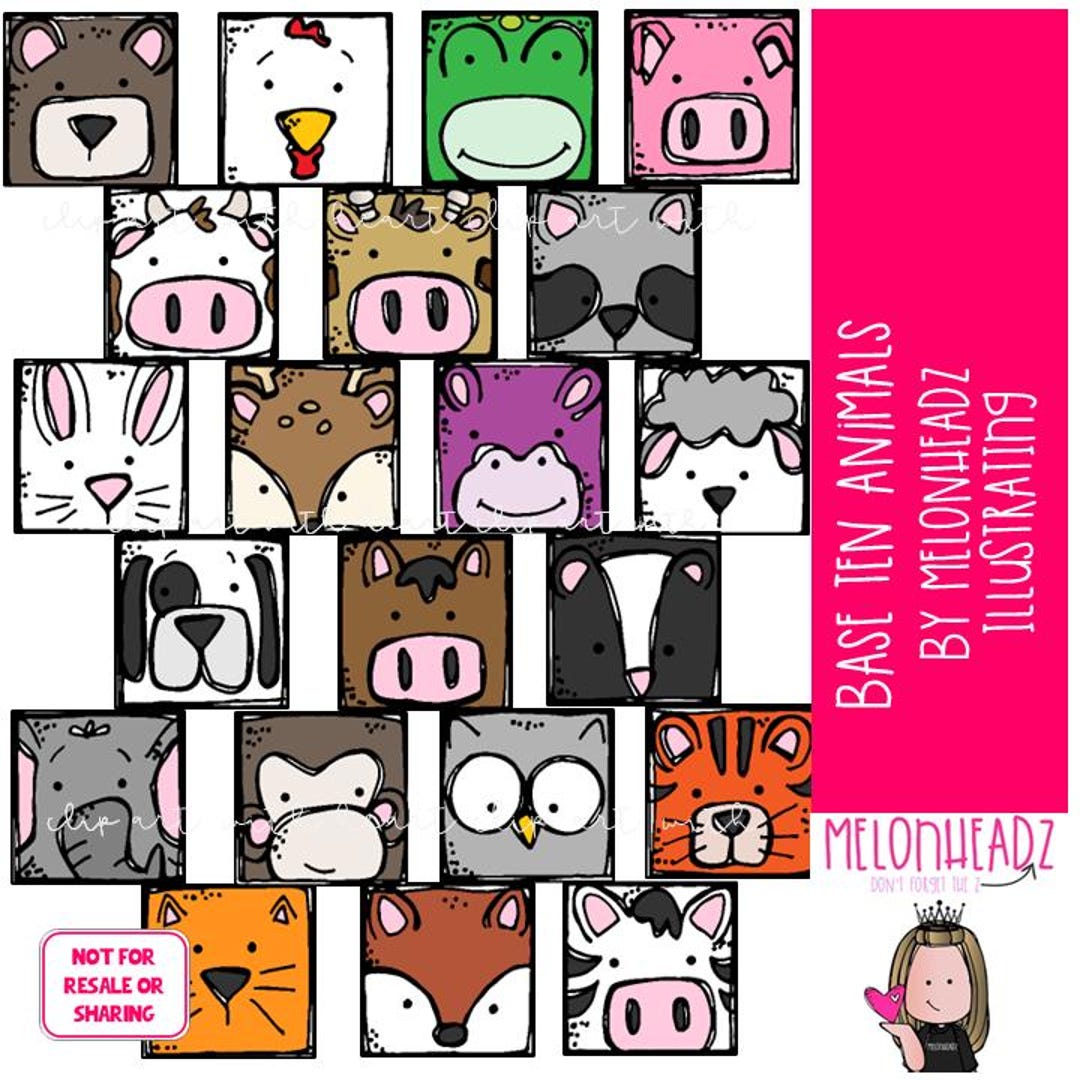 Base Ten Animals Clip Art, Math Clip Art, Base 10 Blocks Clip Art ...