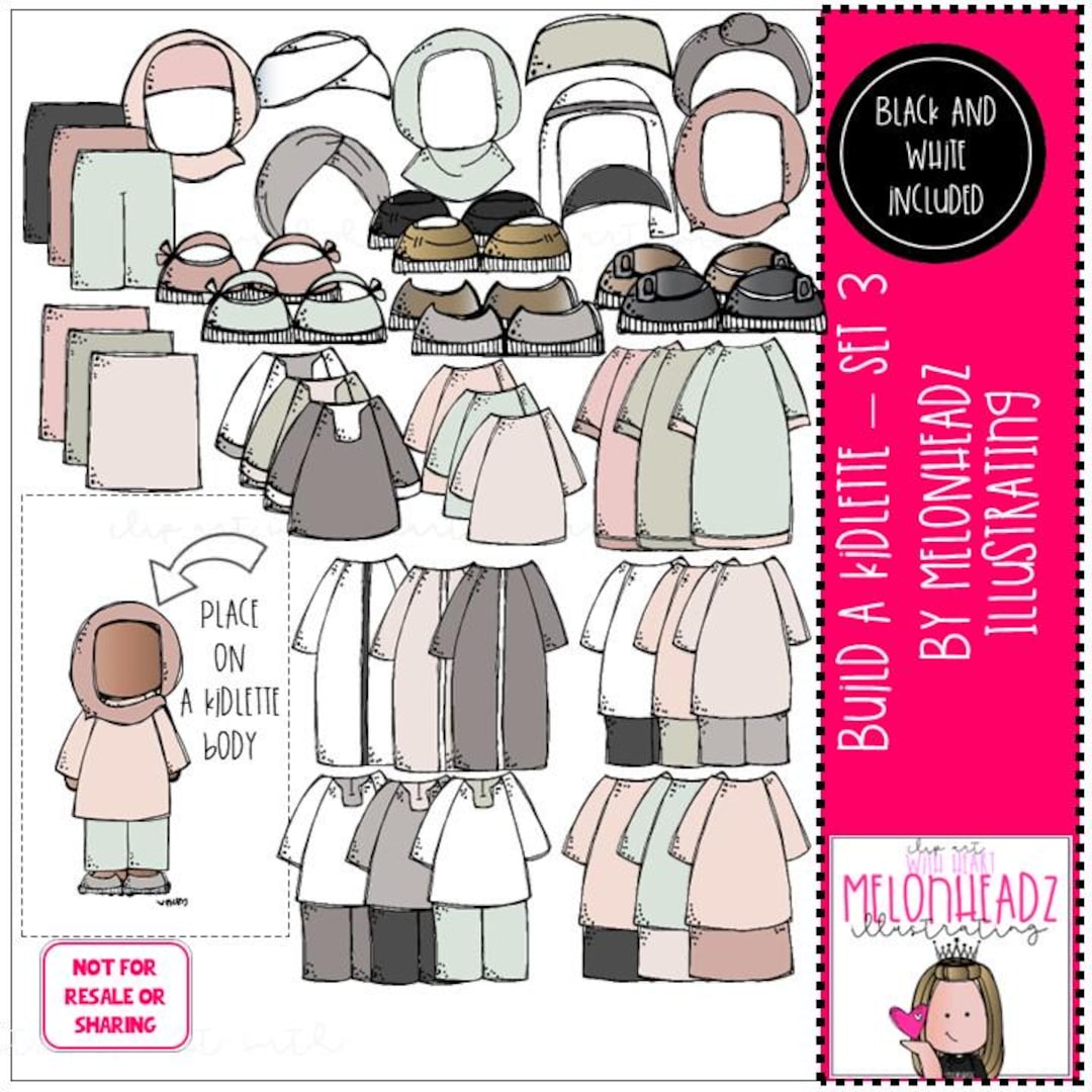 Build a Kidlette Clip Art Set 3, Hijab Clip Art, Head Covering Clip Art ...