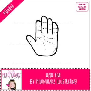 High Five Clip Art LINE ART Digi Stamps - Etsy