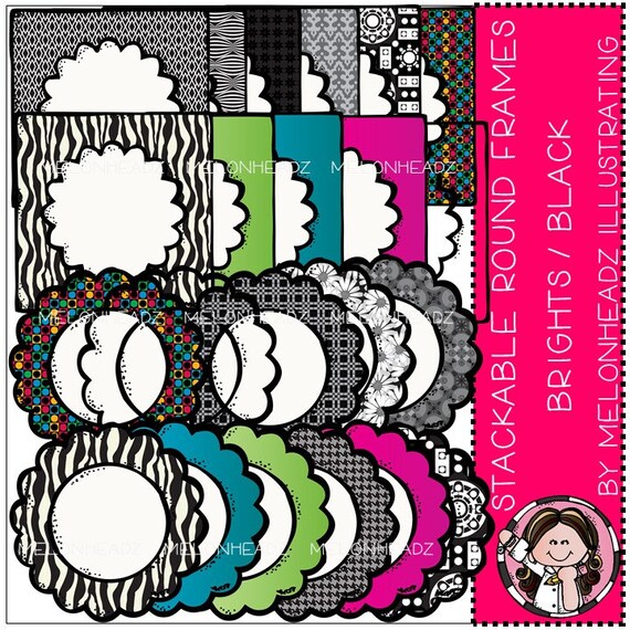 Melonheadz: Round stackable bright/blk frames | Etsy