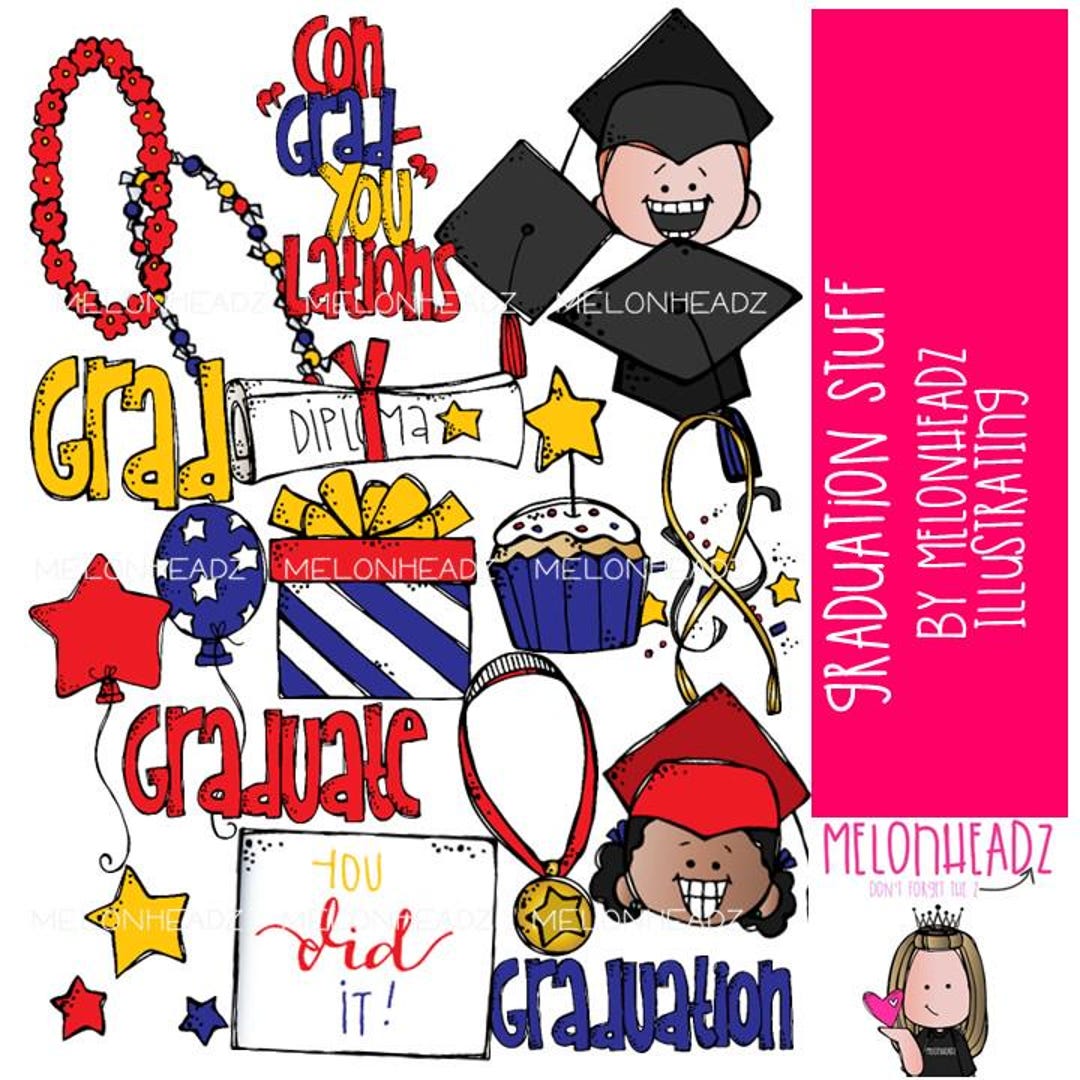 Graduation Stuff Clip Art, Commencement, Diploma COLORED Version - Etsy