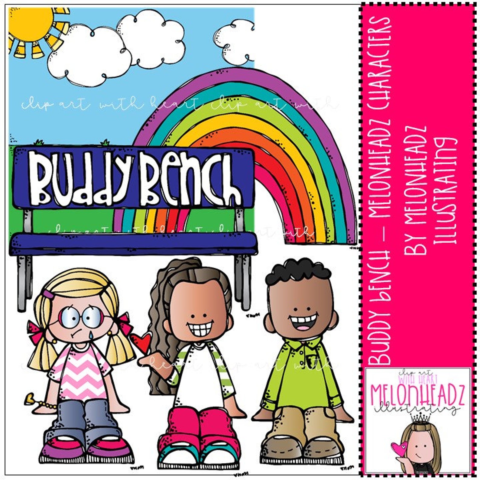 Buddy Bench Clip Art - Melonheadz Clipart - Mini - Etsy