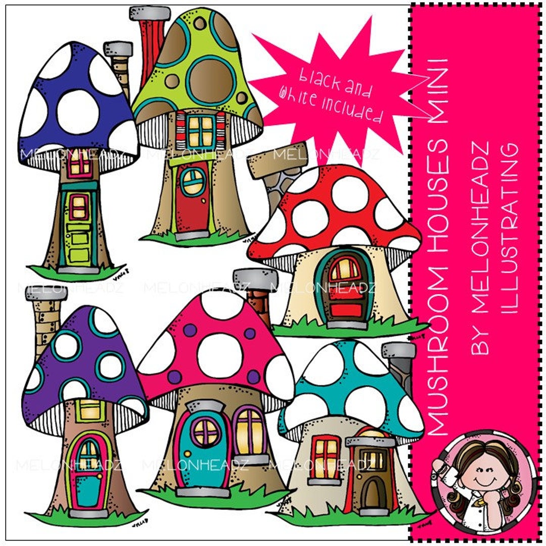 Mushroom Houses Clip Art - Mini - Etsy