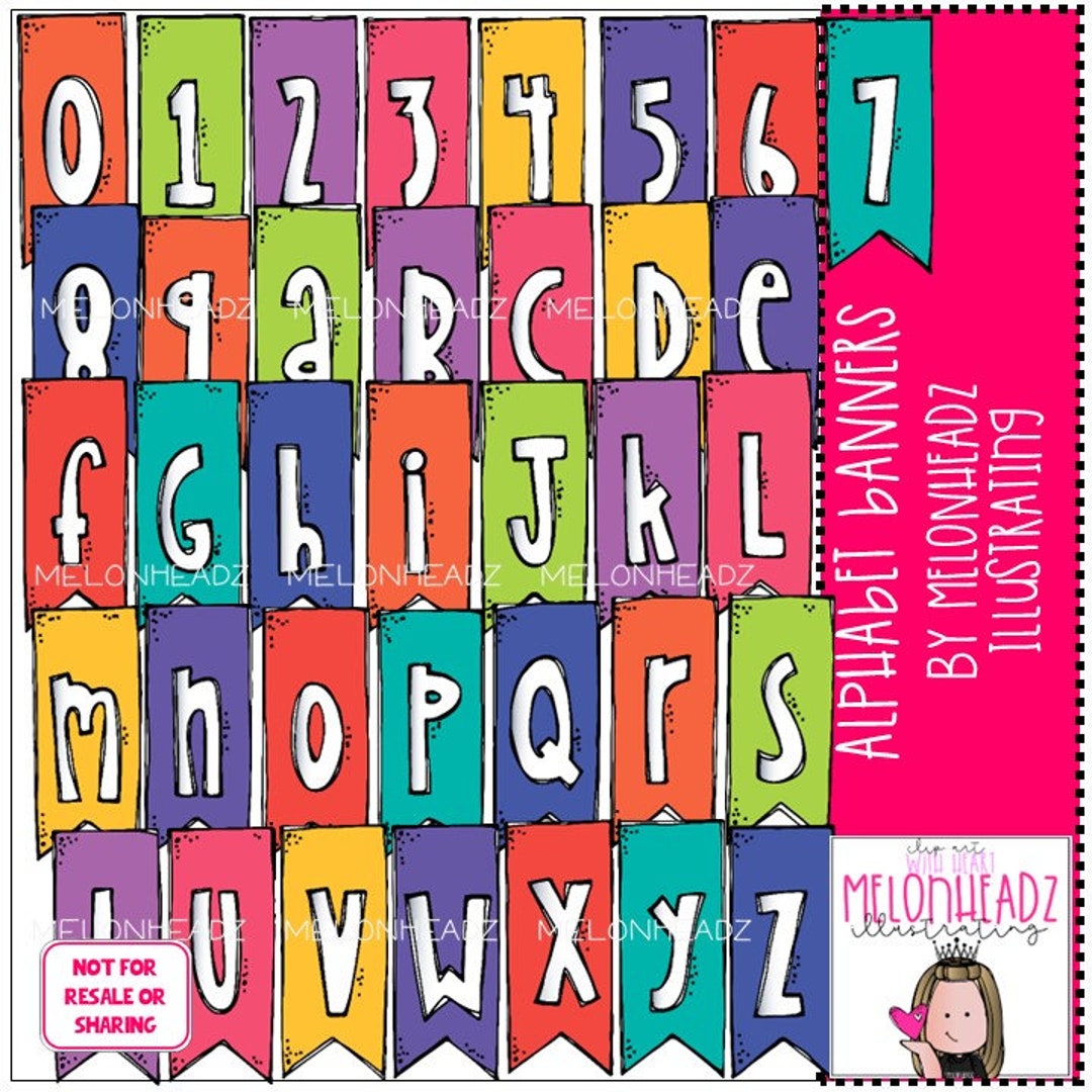 Alphabet Banners Clip Art COLORED Version - Etsy