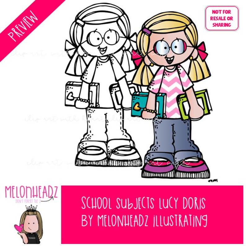 School Subjects Clip Art, Lucy Doris, Melonheadz Characters COMBO PACK ...