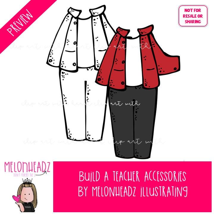 Build a Teacher Accessories Clip Art, Me, Digital Paper Doll COMBO PACK ...