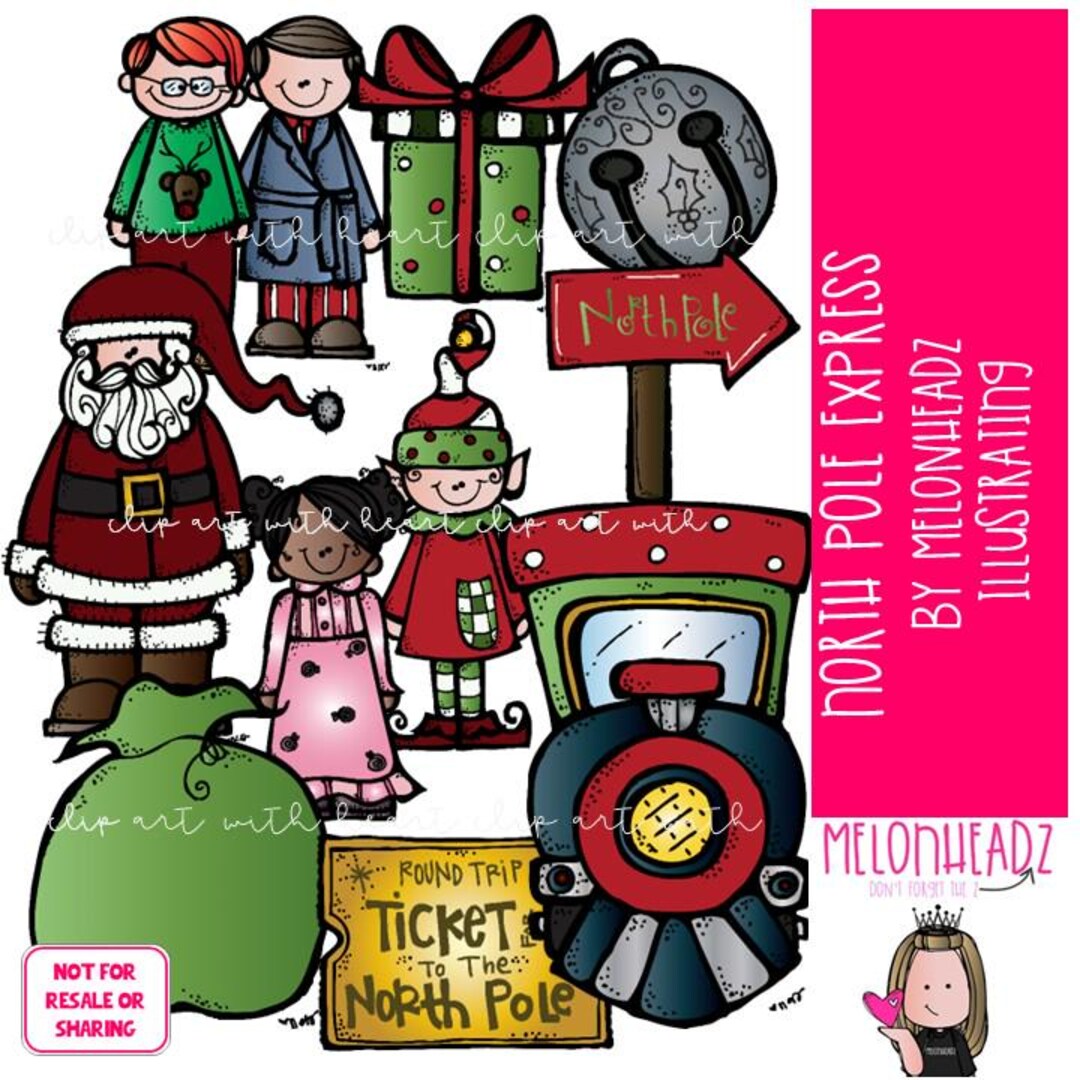 North Pole Express Clip Art, Christmas, Polar COLORED Version - Etsy