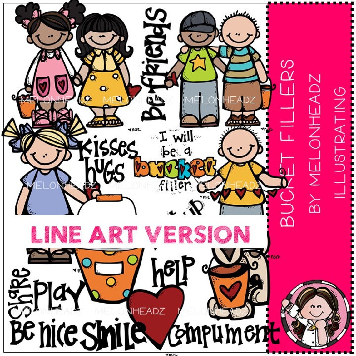 Bucket Filler Clip Art LINE ART - Etsy