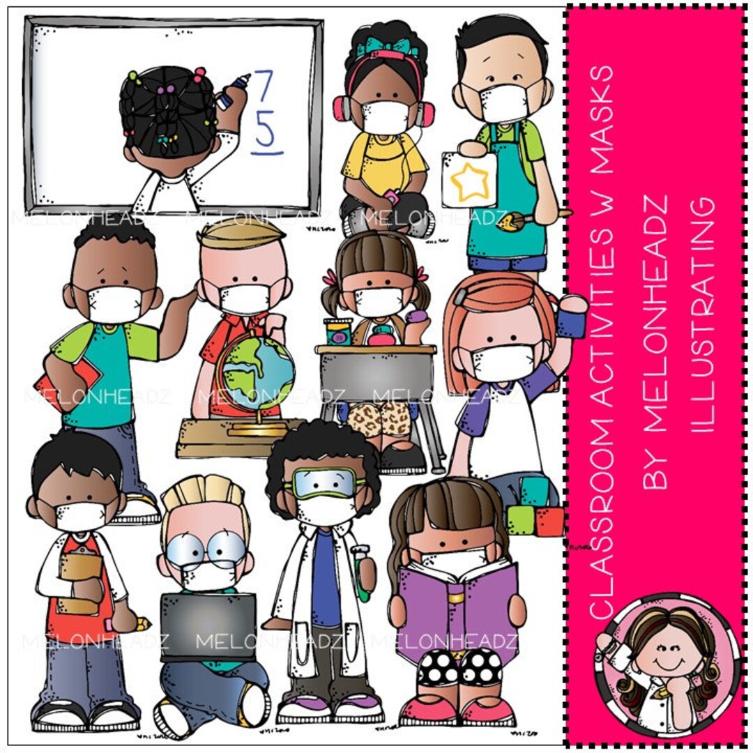 Classroom Activities Clip Art - With Masks - Etsy