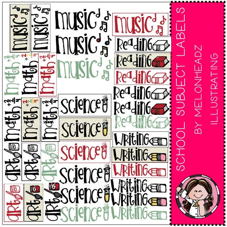 School Subject Labels Clip Art - Etsy