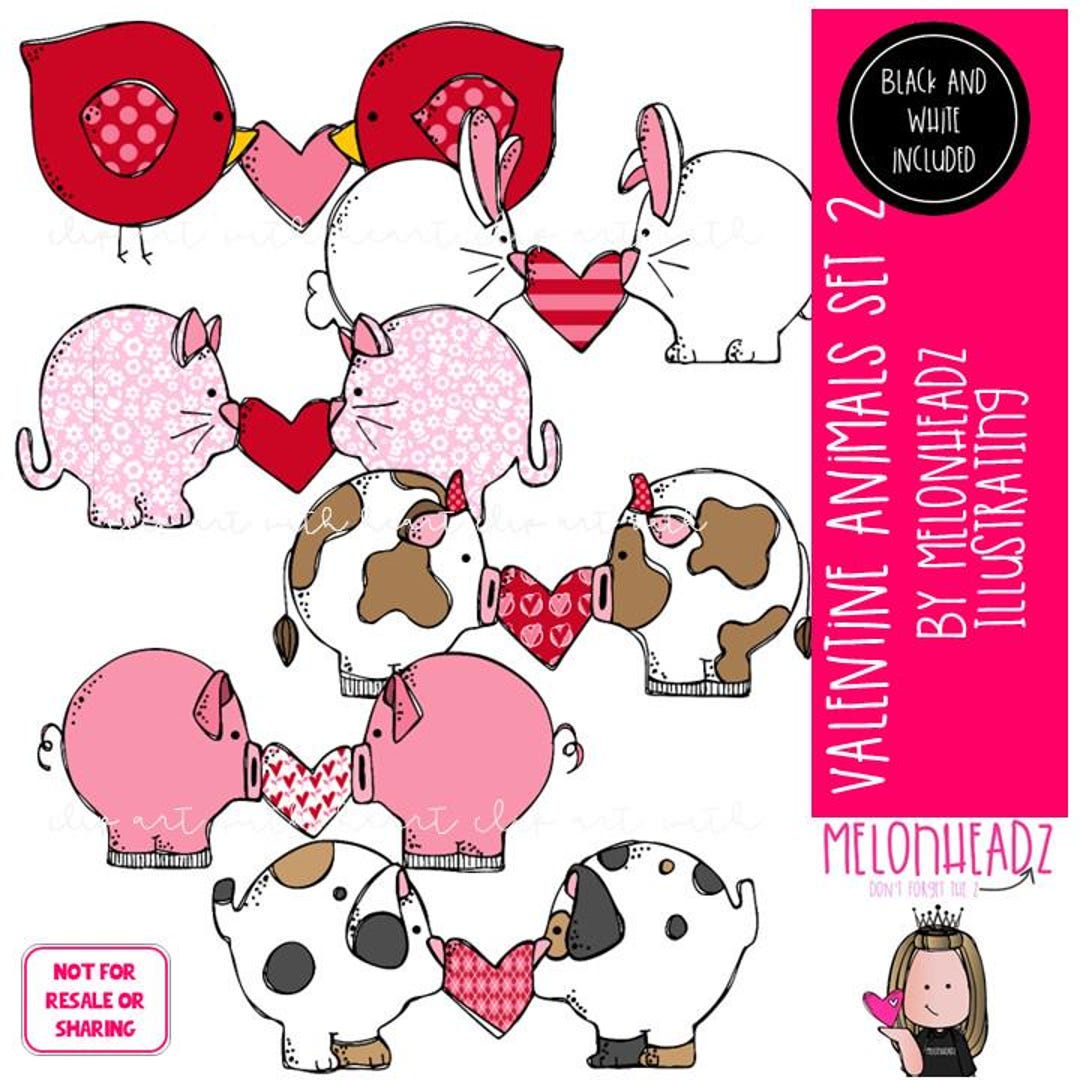 Valentine Animals Clip Art Mini Set 2 - Etsy