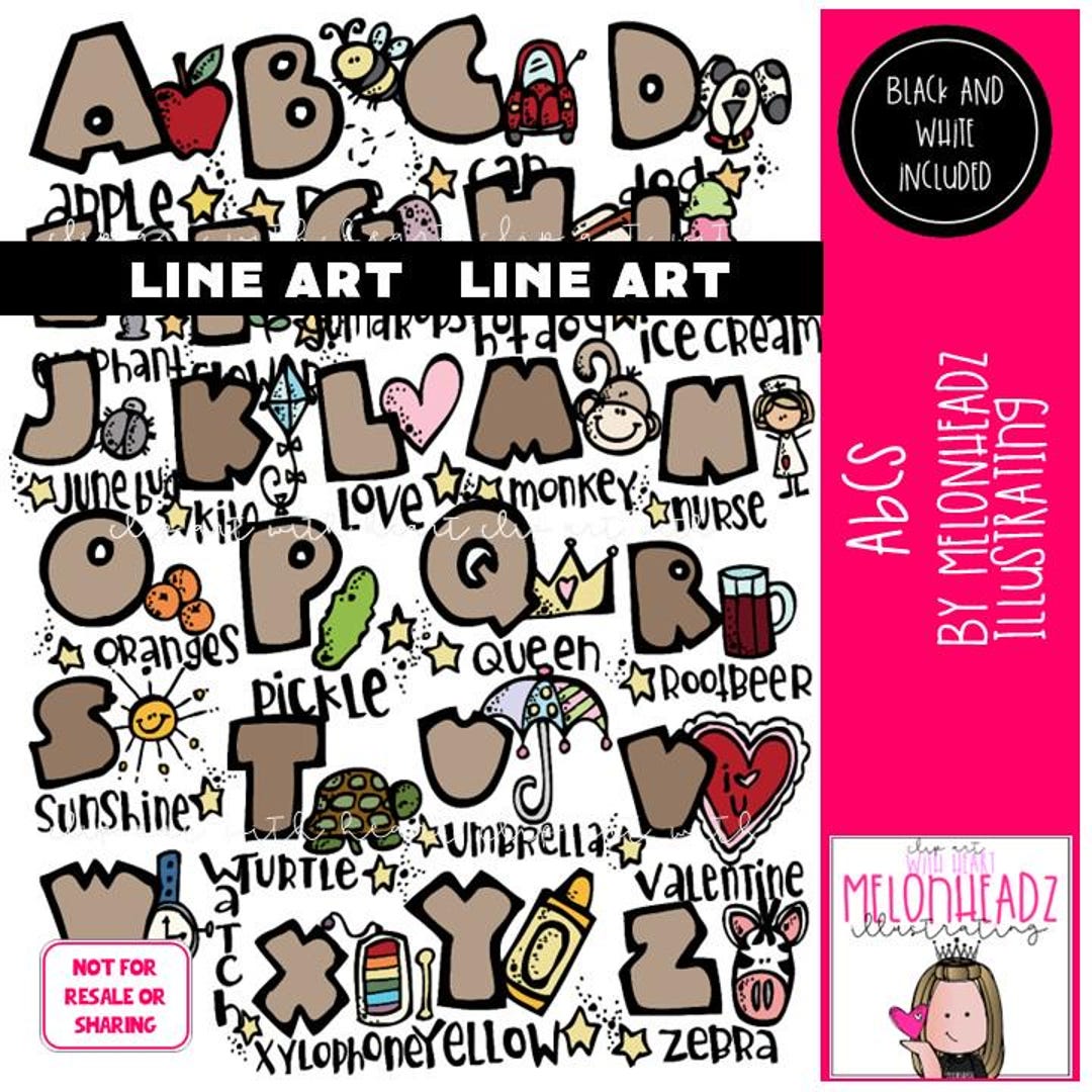 ABC Clip Art, Alphabet Clip Art, Letters Clip Art LINE ART and Black ...