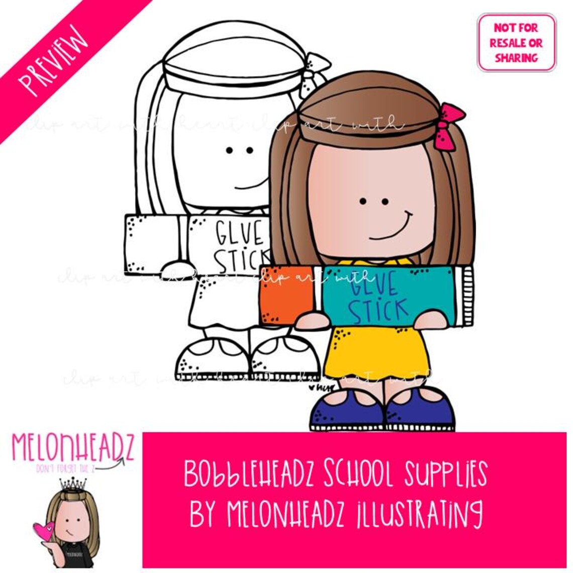 Bobbleheadz Clip Art School Supplies Clip Art COMBO PACK - Etsy
