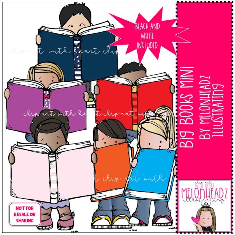 Big Books Clip Art Mini Melonheadz Clipart - Etsy