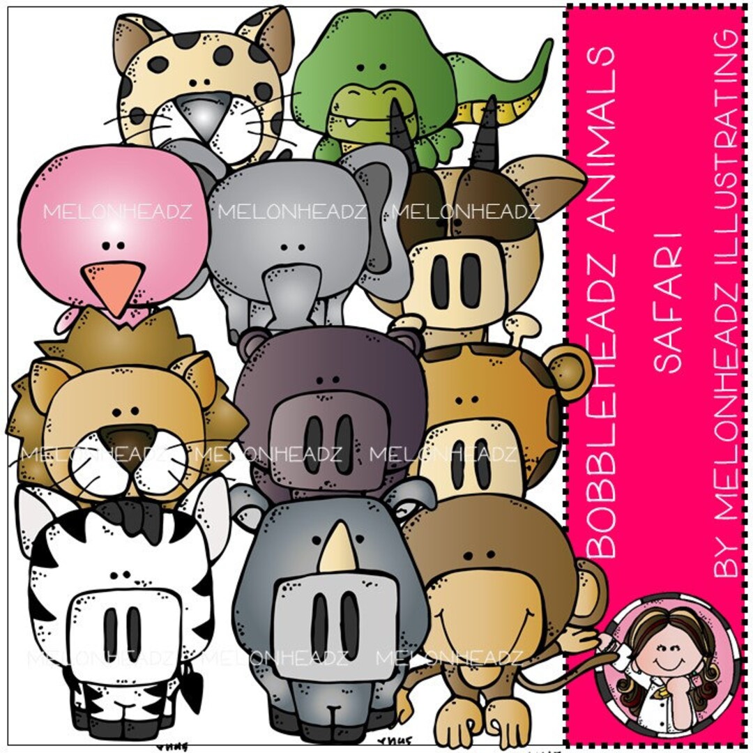 Safari Animals Clip Art - Bobbleheadz - COMBO PACK - Etsy Canada