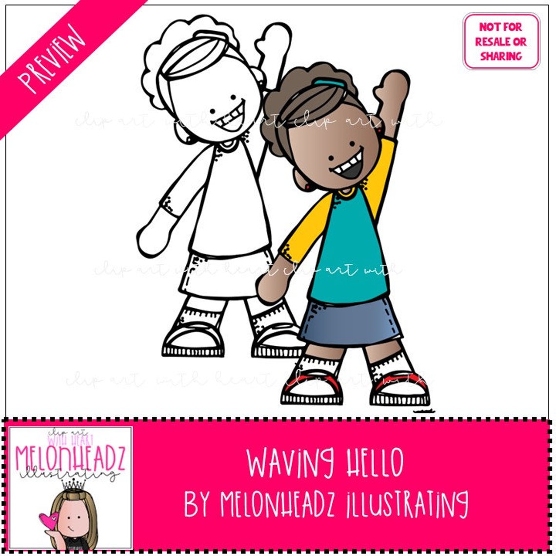 Waving Hello Clip Art Mini - Etsy