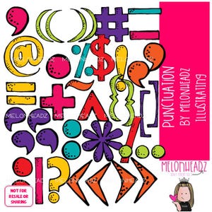 Punctuation Clip Art, Math Symbols Clip Art, Grammar Clip Art COLORED ...