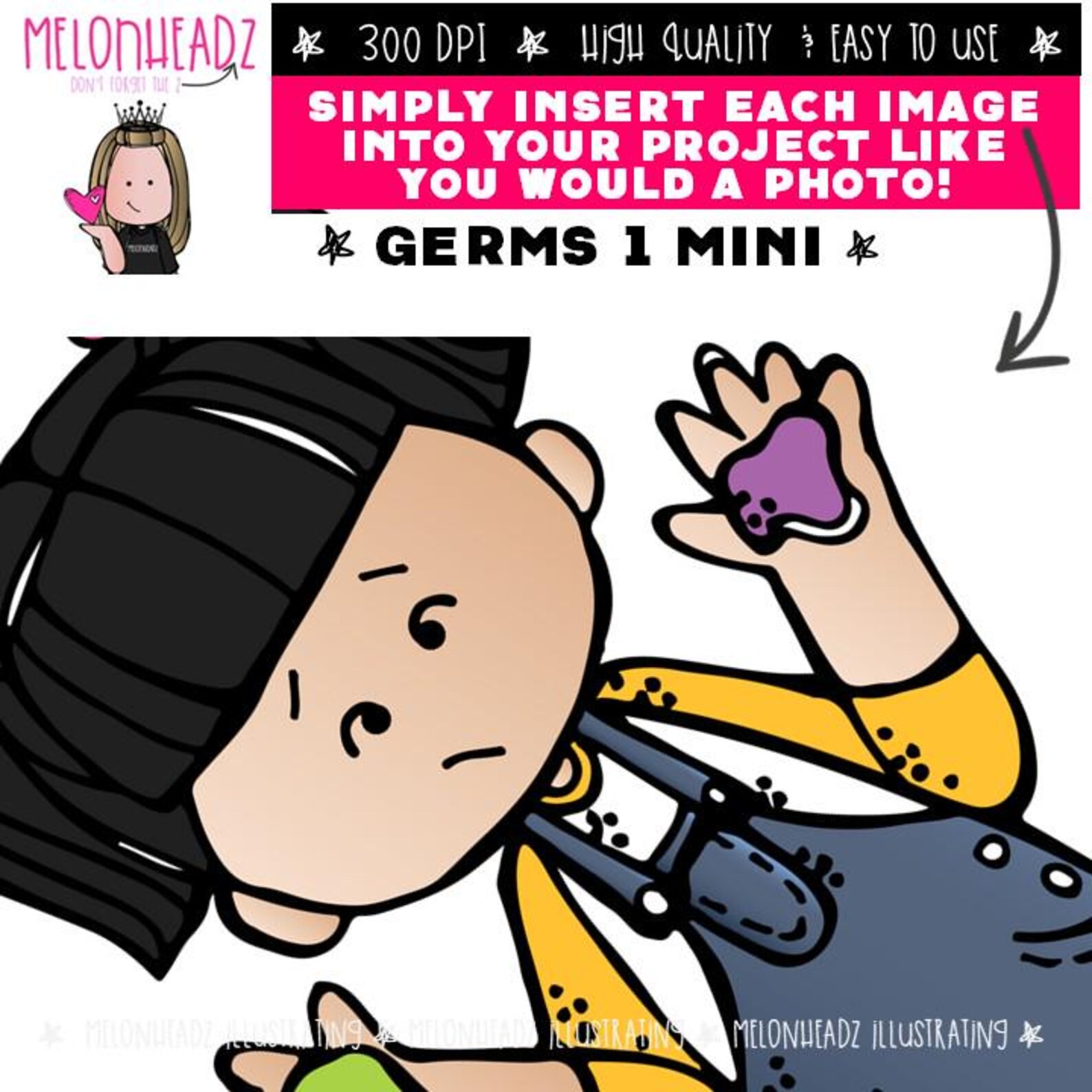 Germs Clip Art 1, Wash Your Hands, Hygiene Mini - Etsy