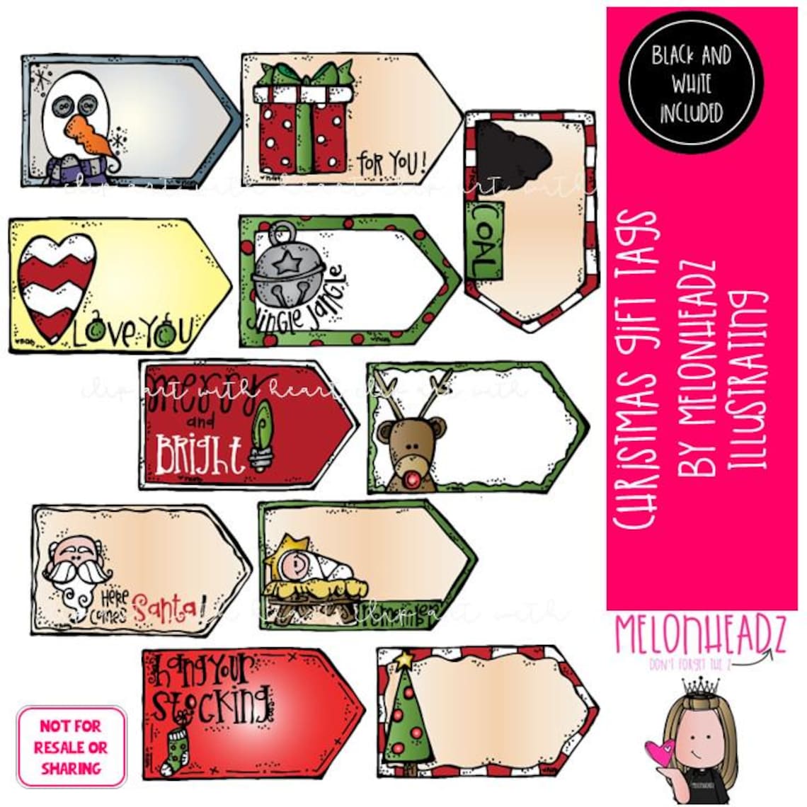 Christmas Gift Tags Clip Art COMBO PACK - Etsy