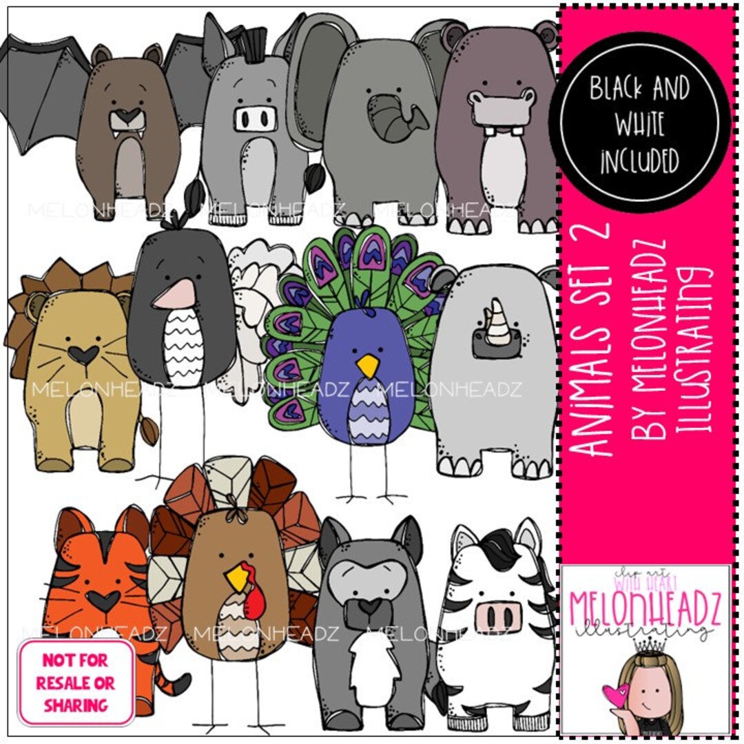 Animals Set 2 Clip Art Digi Stamps COMBO PACK - Etsy