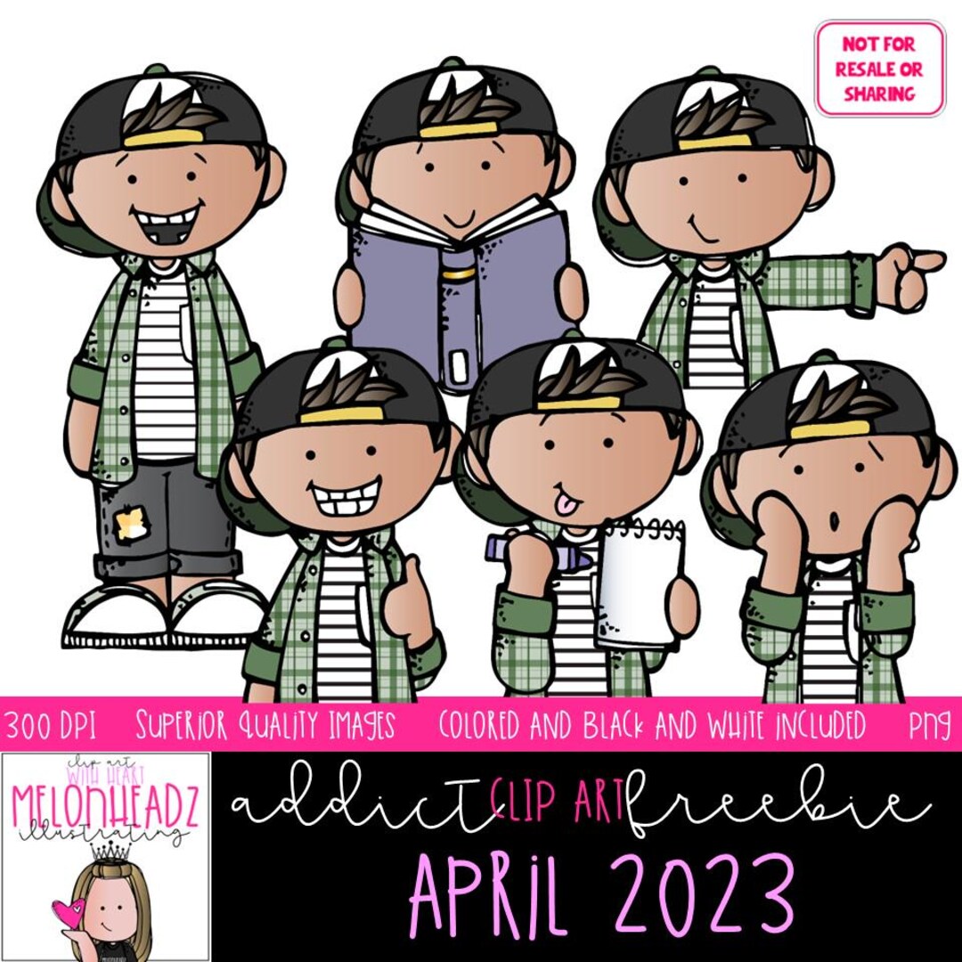 Melonheadz Addict Clip Art Digi Stamp April Set 2023 Mini - Etsy