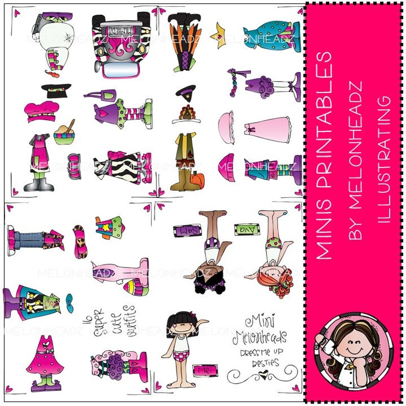 Paper Dolls clip art Mini Melonheadz Combo Pack | Etsy