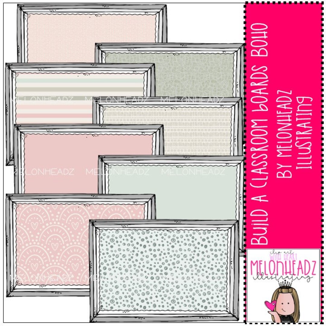 Build A Classroom Clip Art Bulletin Boards BOHO - Etsy