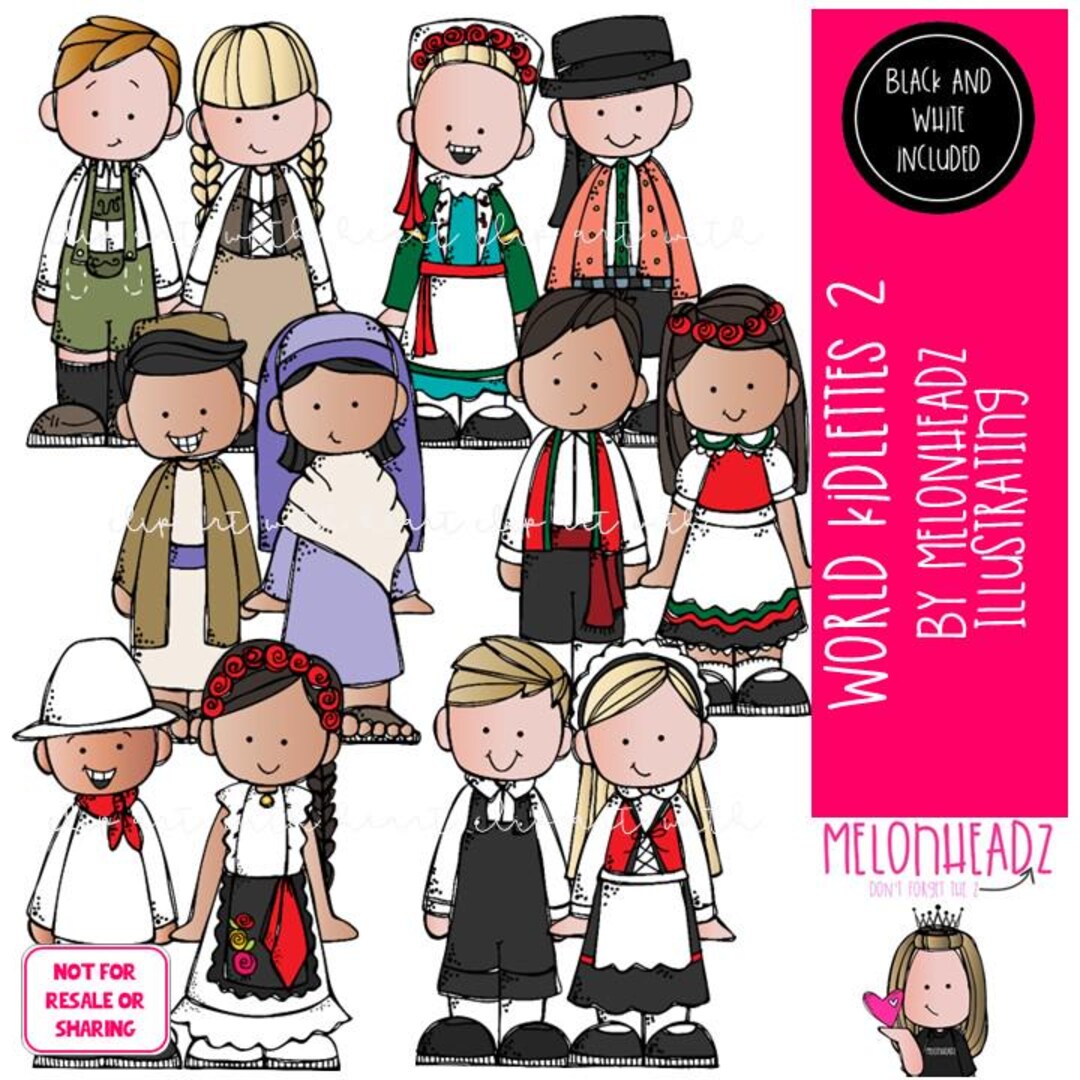 World Kidlettes Clip Art Part 2, Around the World Clip Art Combo Pack ...