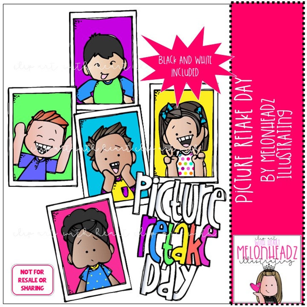 Picture Retake Day Clip Art Mini Melonheadz Clipart - Etsy