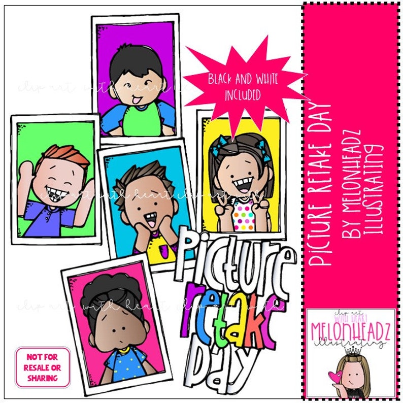 Picture Retake Day Clip Art Mini Melonheadz Clipart - Etsy