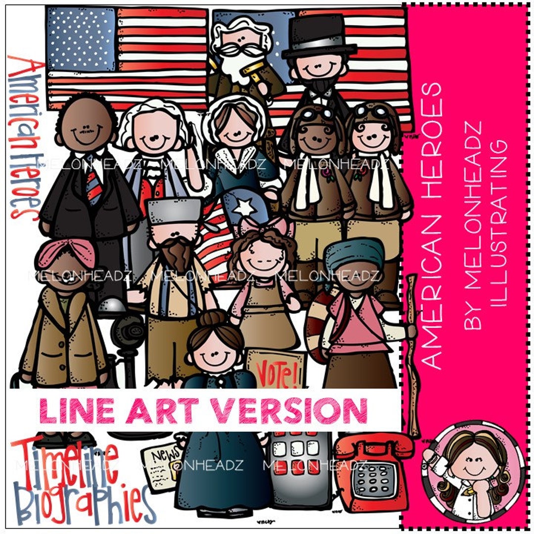 American Heroes Clip Art LINE ART - Etsy