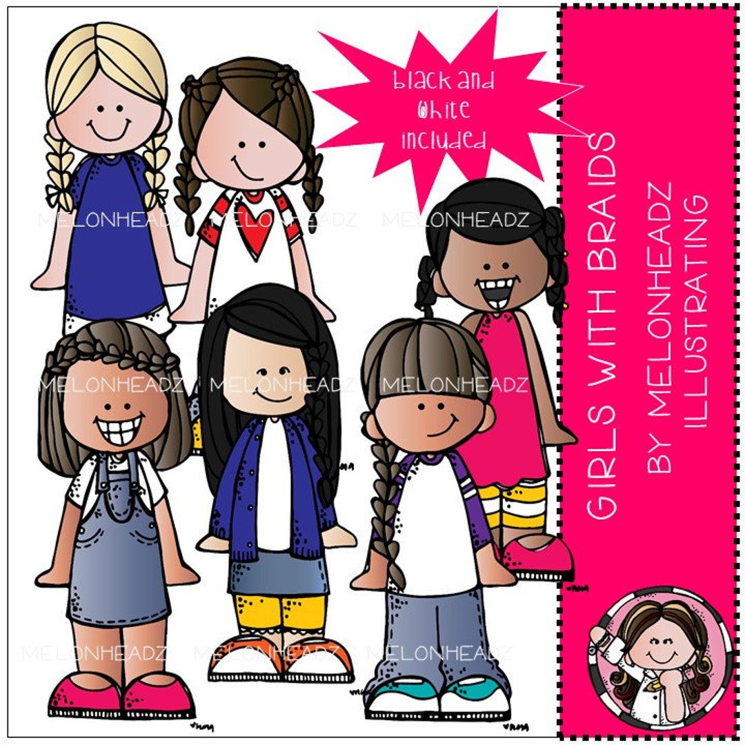 Kidlettes Clip Art - Girls With Braids - Mini - Etsy