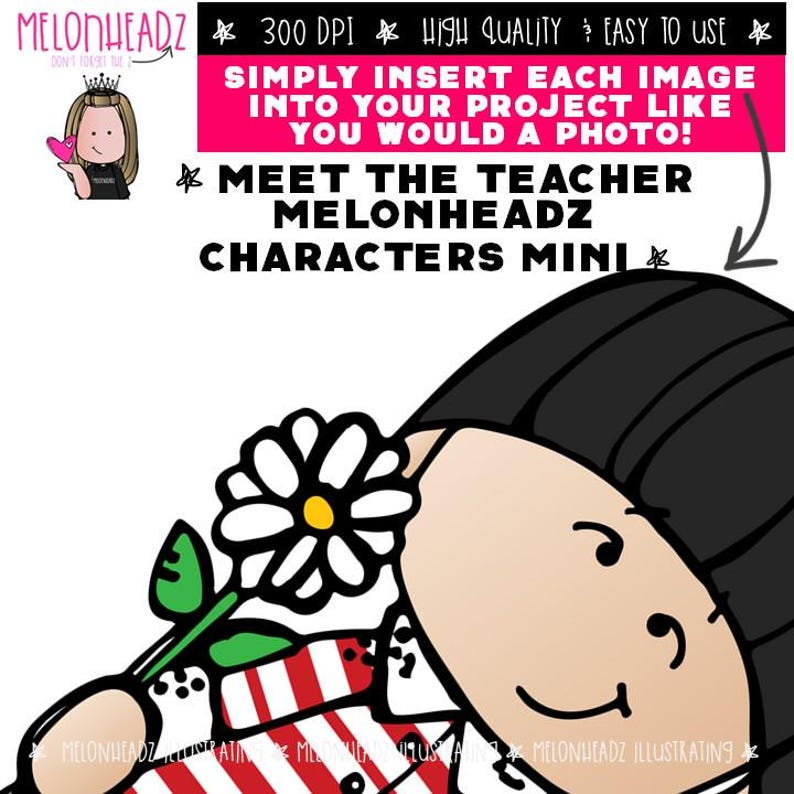Meet the Teacher Clip Art, Melonheadz Characters, Background Mini - Etsy