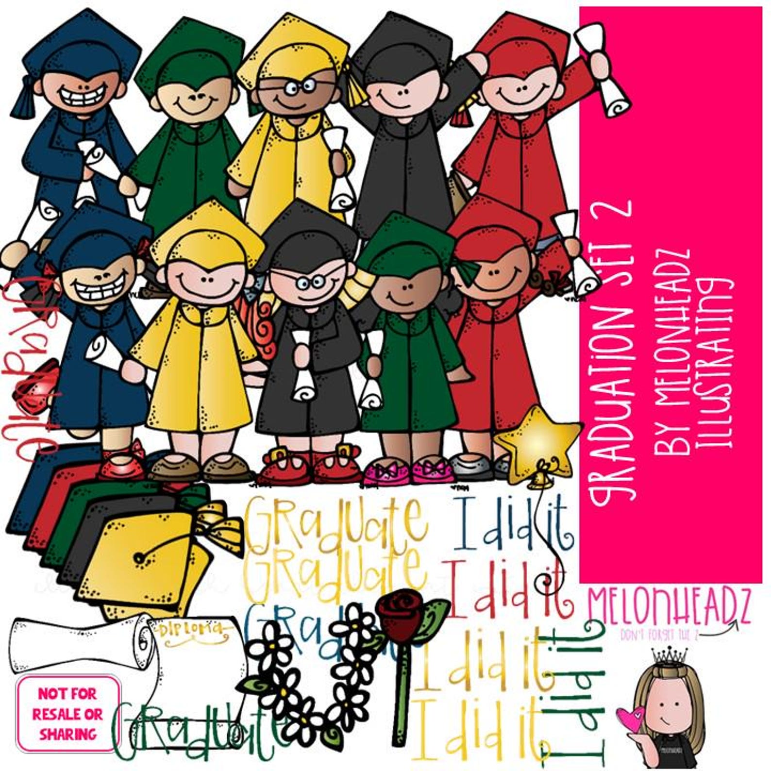 Graduation Clip Art Set 2 Commencement Clip Art COLORED Version - Etsy