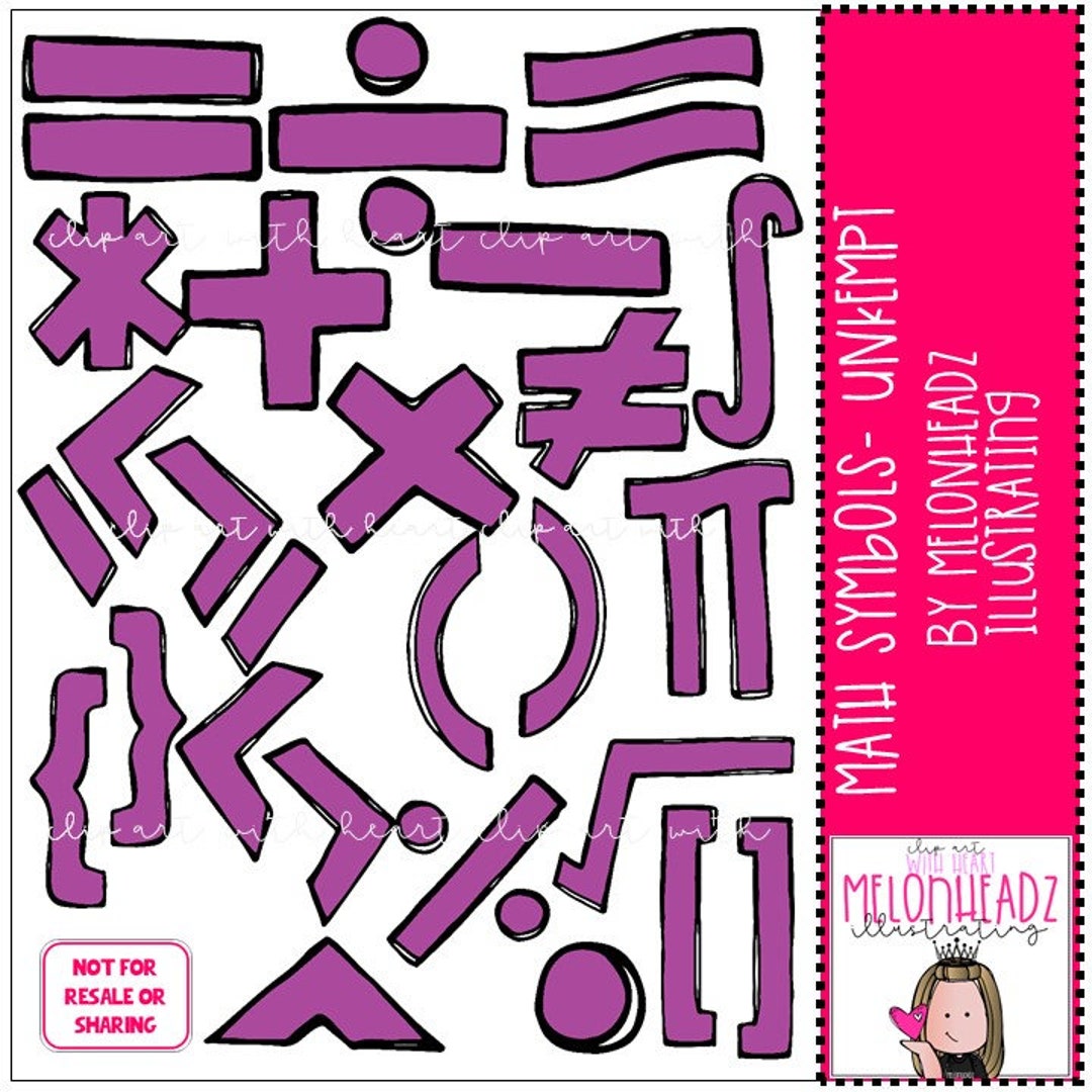 Math Symbols Unkempt Clip Art - PURPLE - Etsy