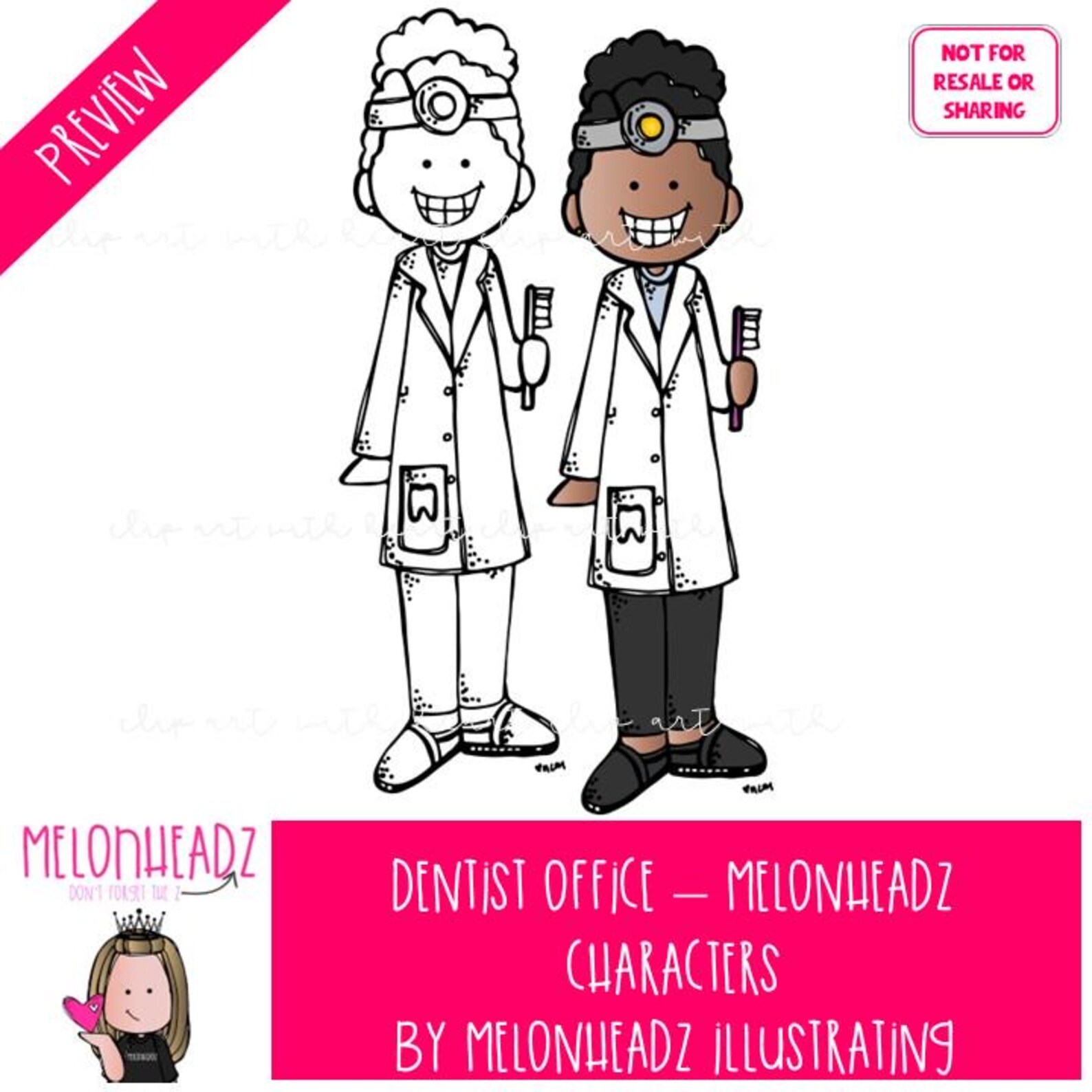 Dentist Office Clip Art, Melonheadz Characters Mini - Etsy