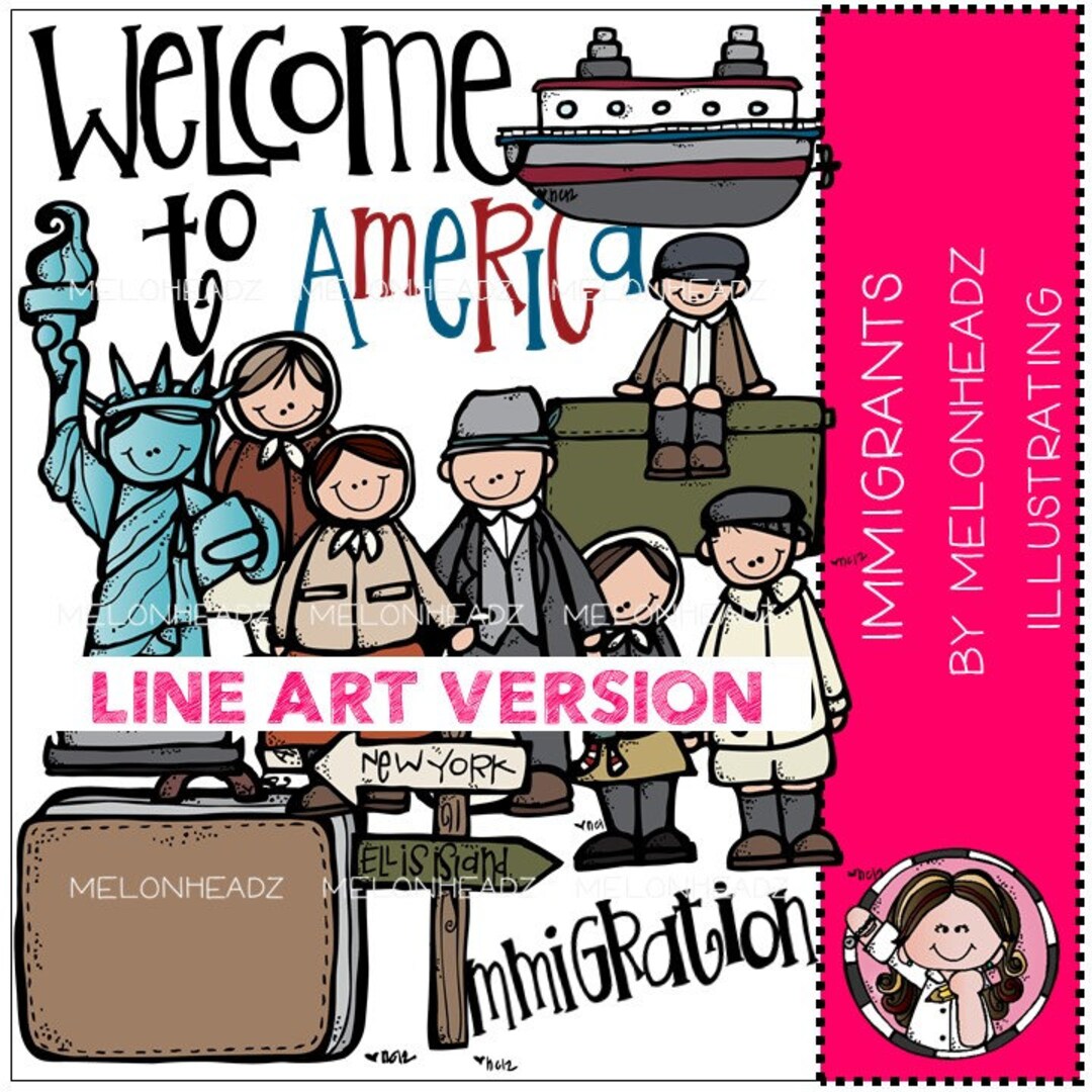 Immigration Clip Art LINE ART - Etsy