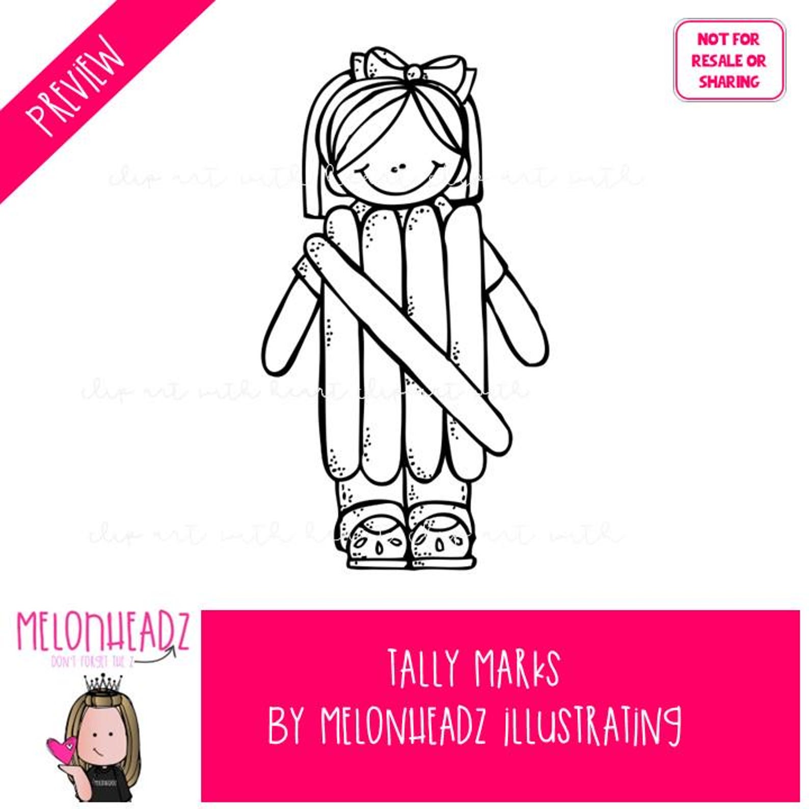 Tally Mark Clip Art, Math Clip Art, Counting Clip Art LINE ART and ...