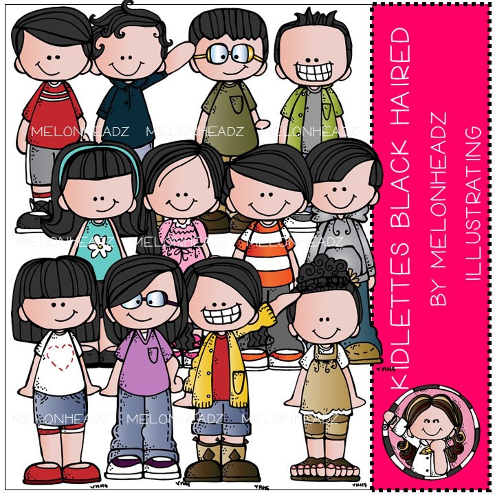 Kidlettes Clip Art Black Haired - Etsy