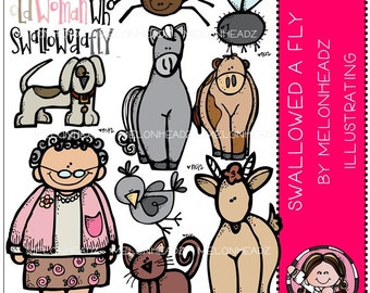 KPM Old Lady Who Swallowed a Fly Digital Clipart - Etsy