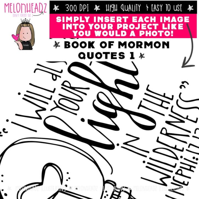 Book of Mormon Quotes Clip Art, LDS, Scripture LINE ART - Etsy