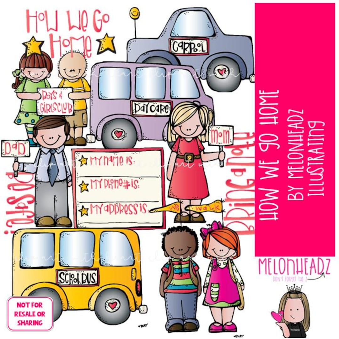 How We Go Home Clip Art, After School Clip Art COLORED Version - Etsy ...