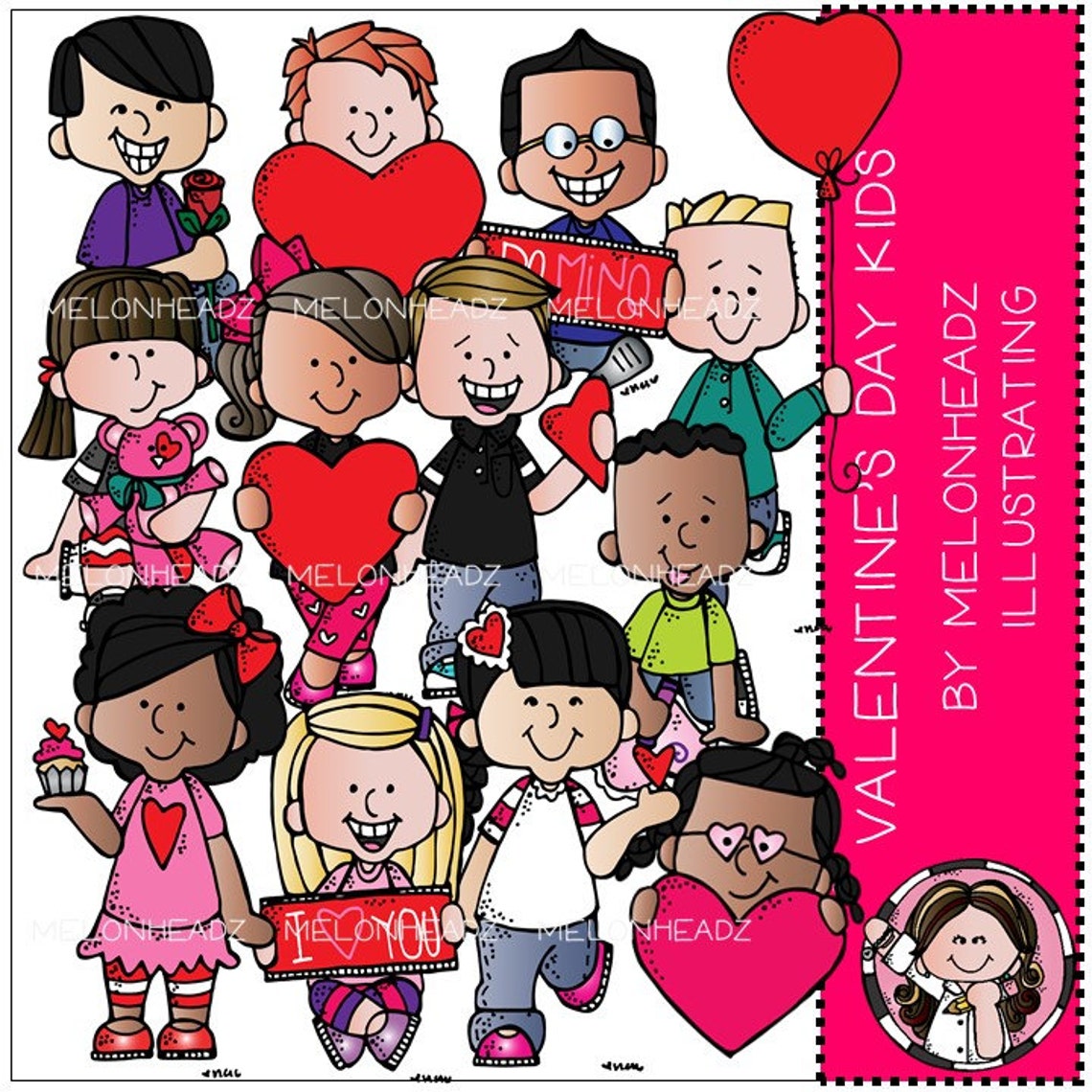 Valentine's Day Clip Art Kids | Etsy